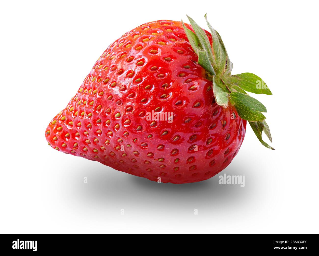 Red strawberry close up on white background. Studio shot stacked image ...