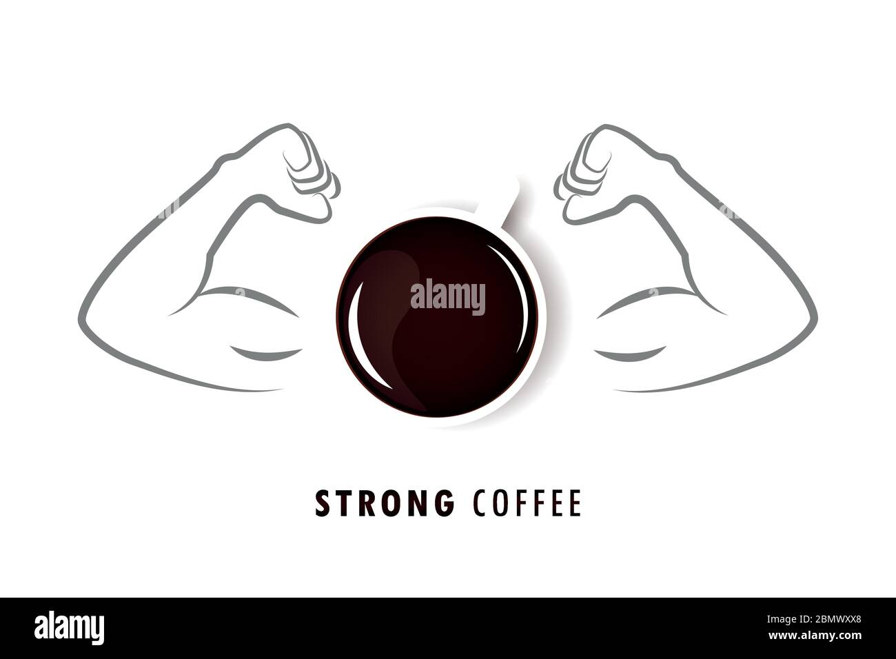 strong coffee with muscular arms vector illustration EPS10 Stock Vector ...