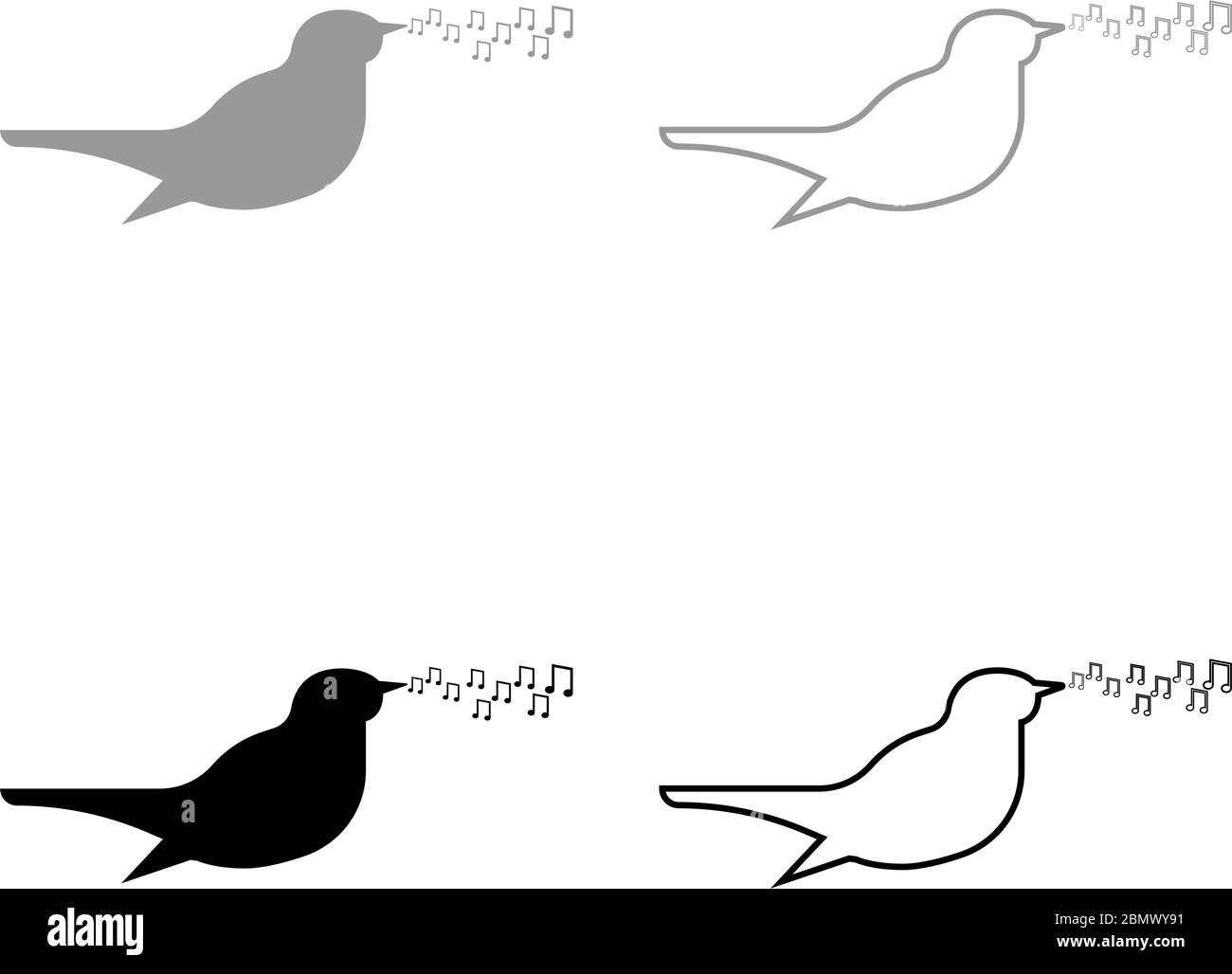 Nightingale singing tune song Bird musical notes Music concept icon ...