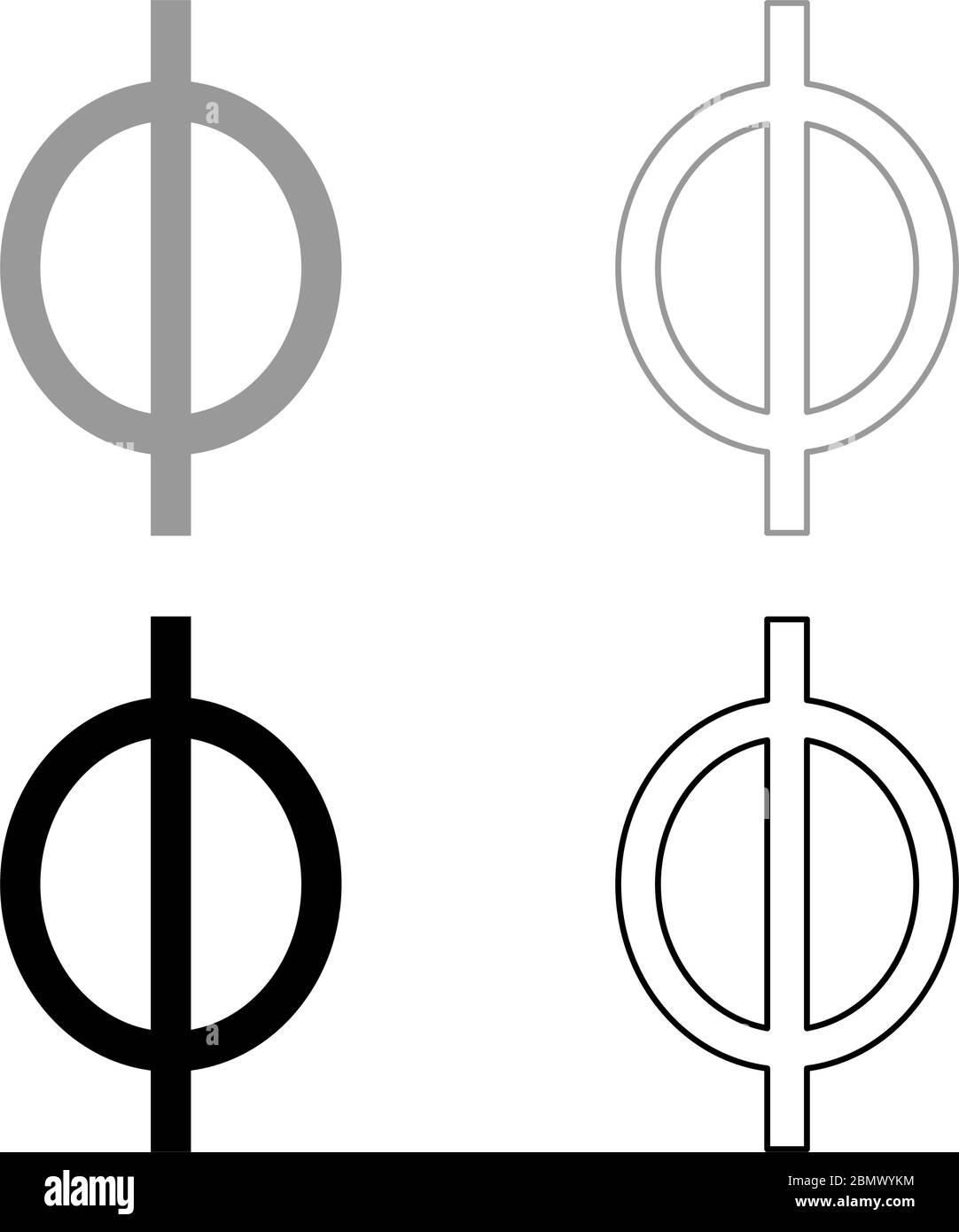 Phi greek symbol small letter lowercase font icon outline set black ...