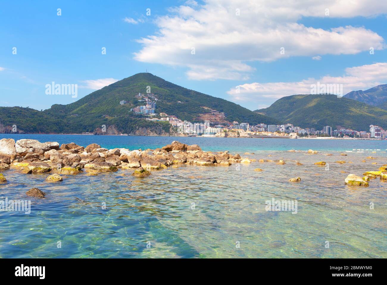 Budva city in Montenegro coastal view from the island Stock Photo - Alamy