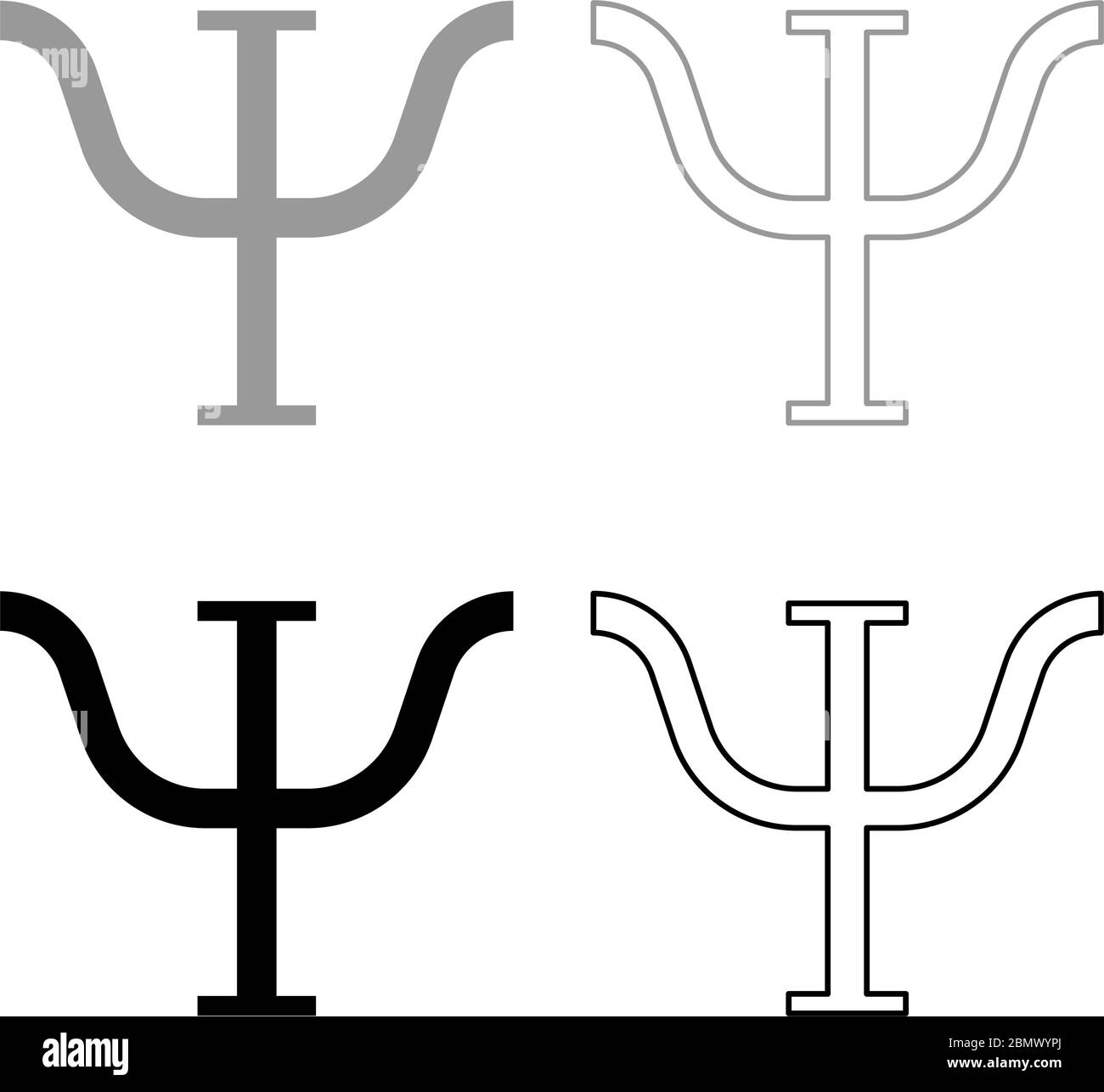 Psi greek symbol capital letter uppercase font icon outline set black ...
