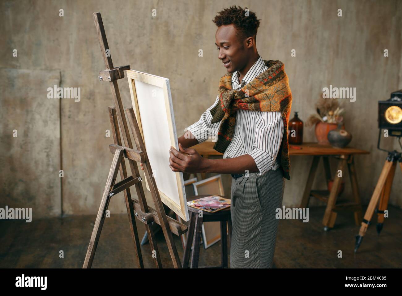 Portrait happy male painter hi-res stock photography and images - Alamy