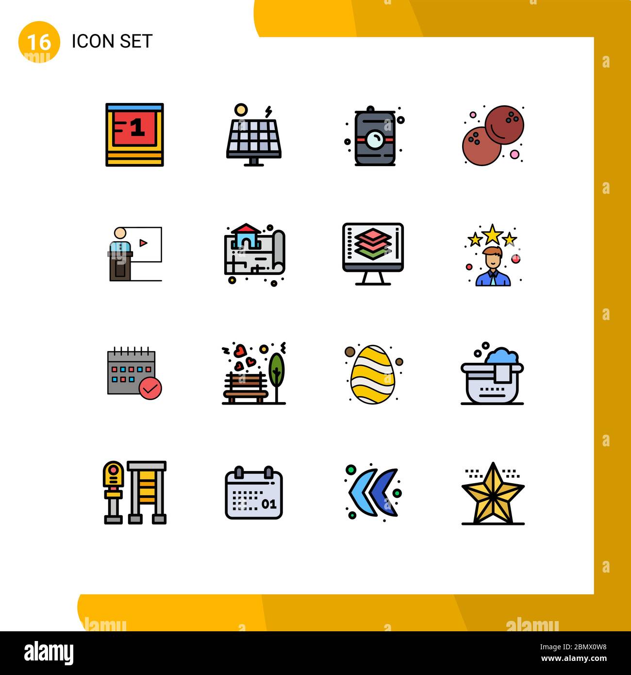 Stock Vector Icon Pack of 16 Line Signs and Symbols for event ...