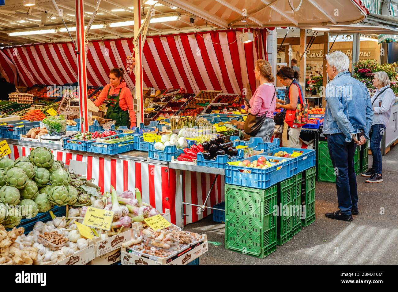 Duesseldorf, North Rhine-Westphalia, Germany - Market stall at the ...