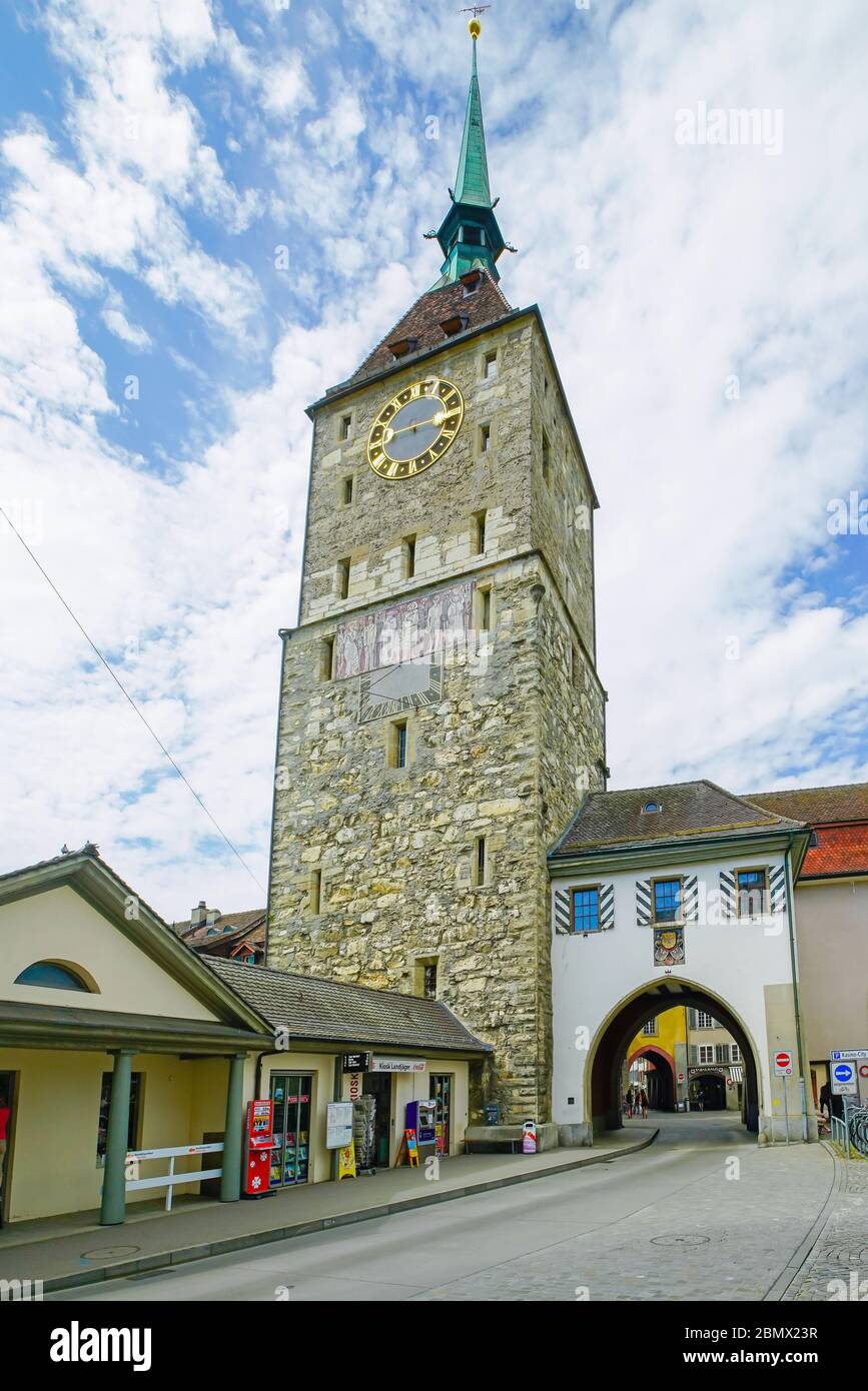 Impressive Upper Gate Tower in Aarau Old Town, Aargau Canton ...