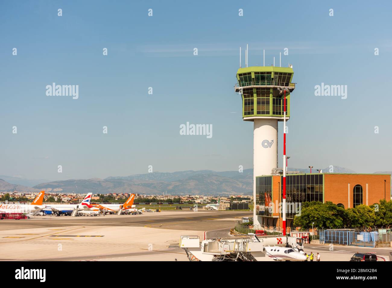 Airport Watch Tower at the Naples international airport Capodichino ...