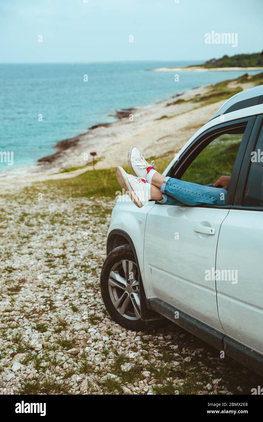 Legs car door hi-res stock photography and images - Alamy