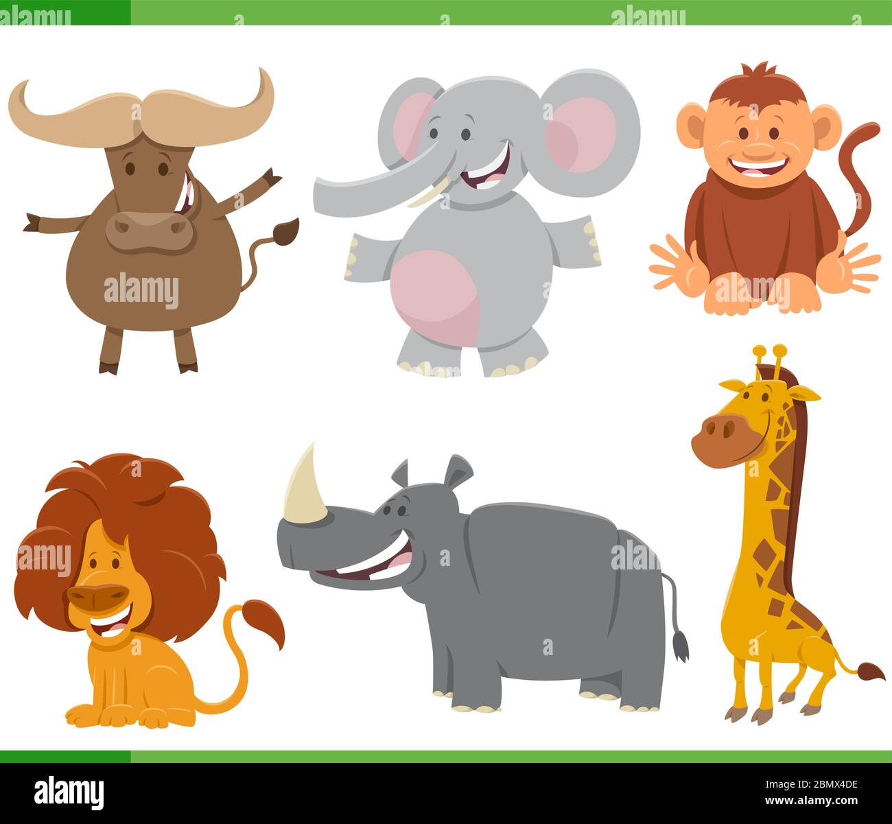 Cartoon Illustration of Cute Wild African Animal Comic Characters Set ...
