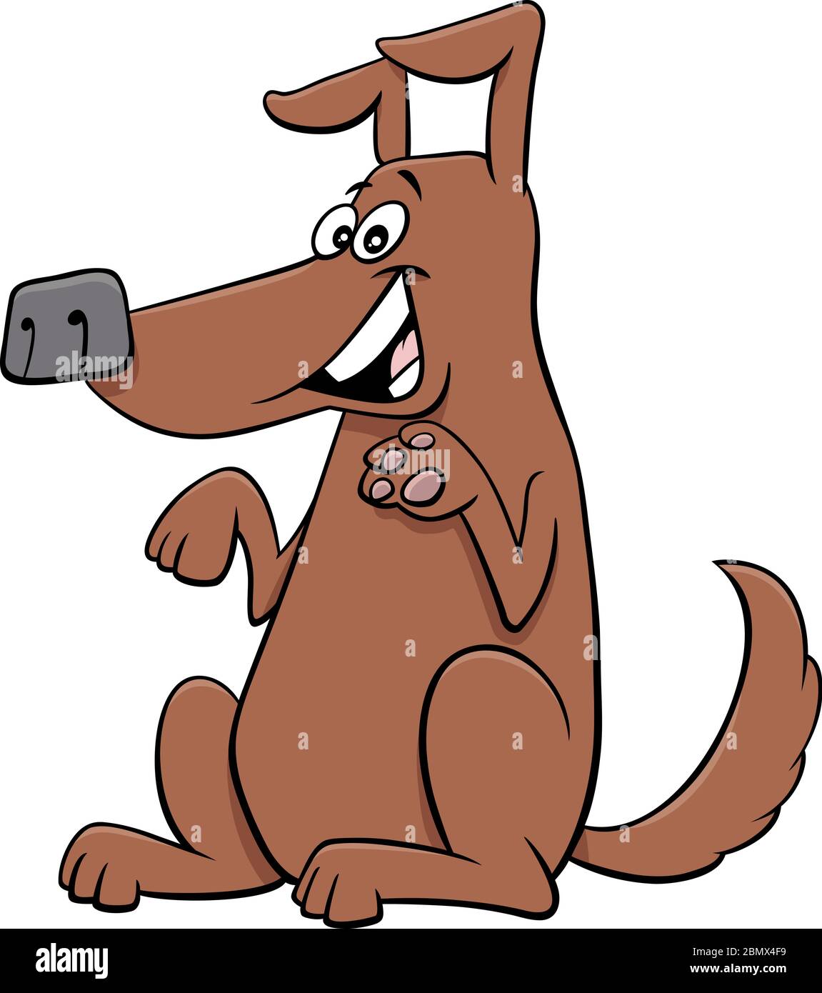 Cartoon Illustration of Funny Playful Brown Dog Comic Animal Character ...
