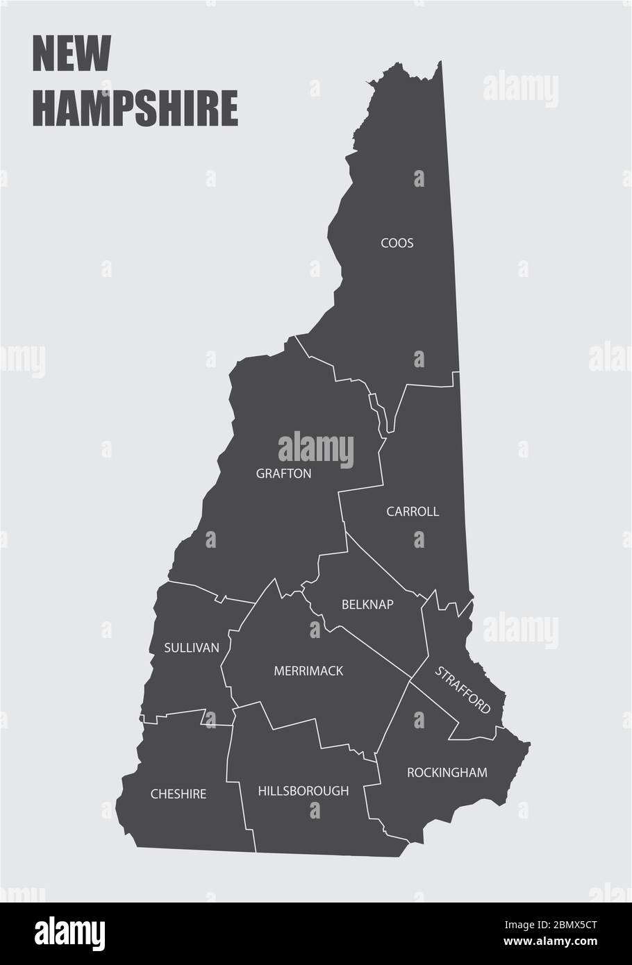 New Hampshire State Counties Map Stock Vector Image & Art - Alamy