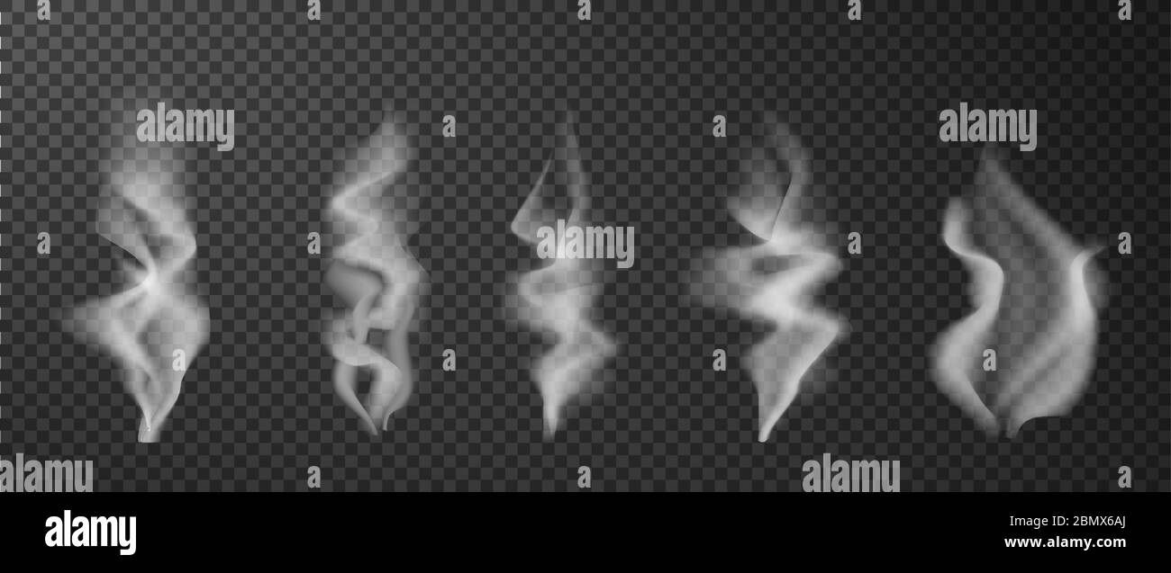 Hot smoke. Food coffee tea steam. Realistic white vapor effect ...