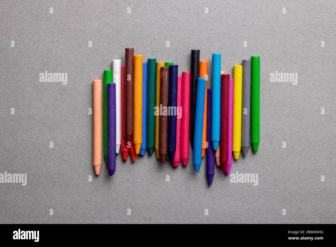 top view, set of crayons and mix color. Flat lay Stock Photo - Alamy