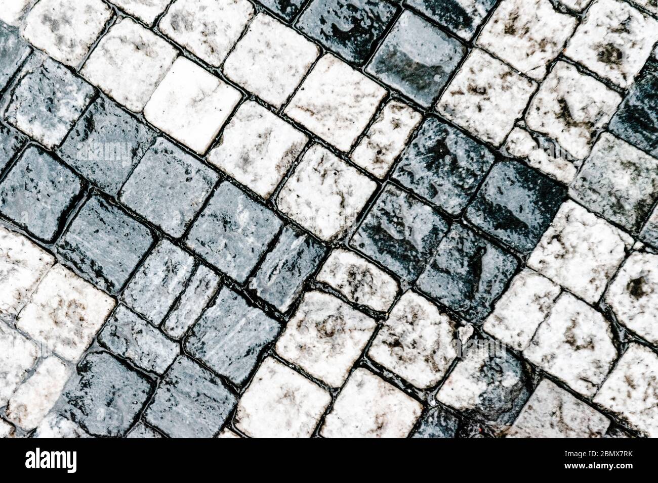 Wet textured white and grey Cobblestone pattern Stock Photo - Alamy