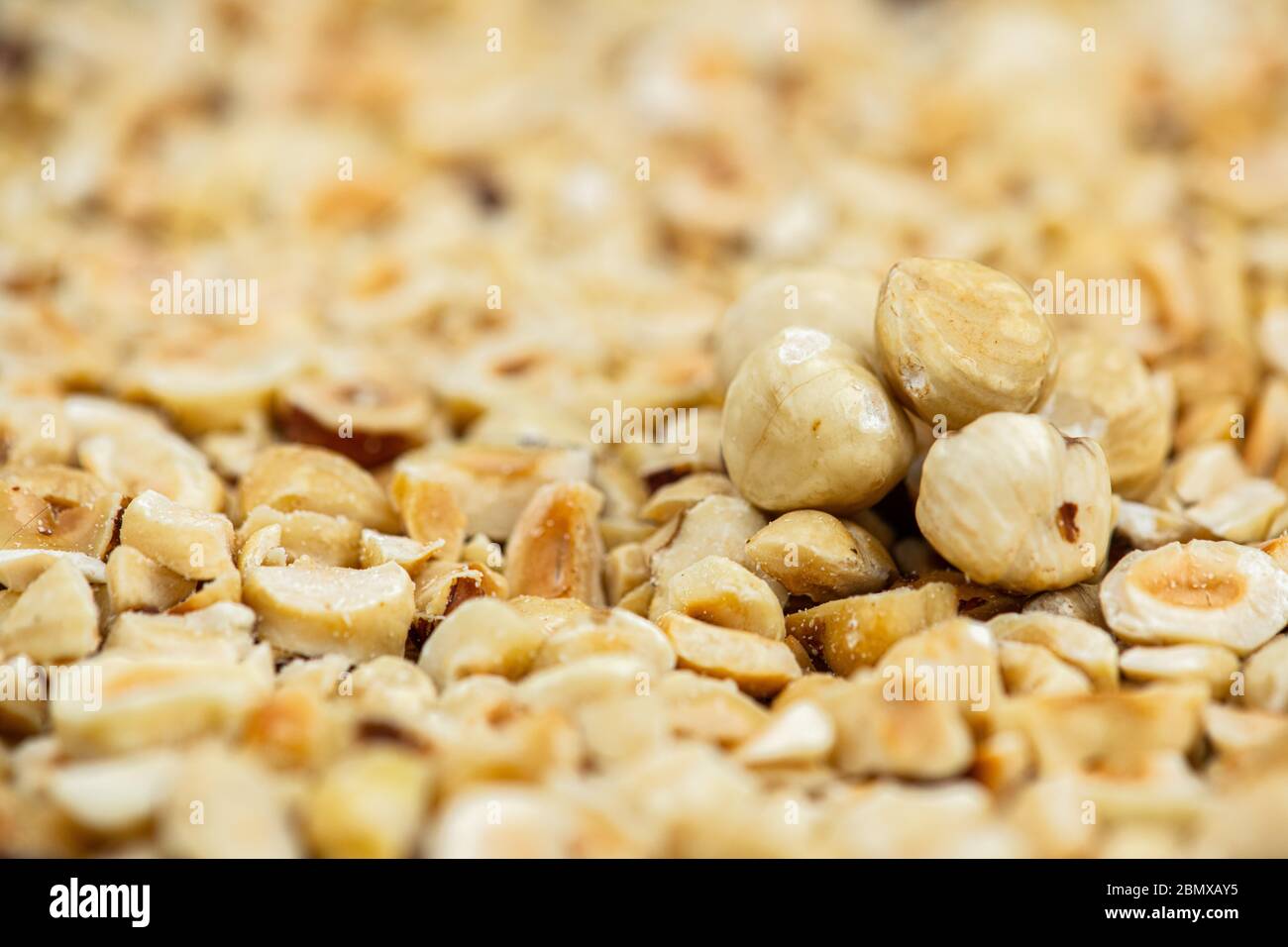 Freshly chopped Hazelnuts for use as background image or as texture ...