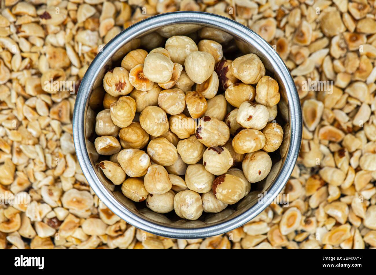 Freshly chopped Hazelnuts for use as background image or as texture ...