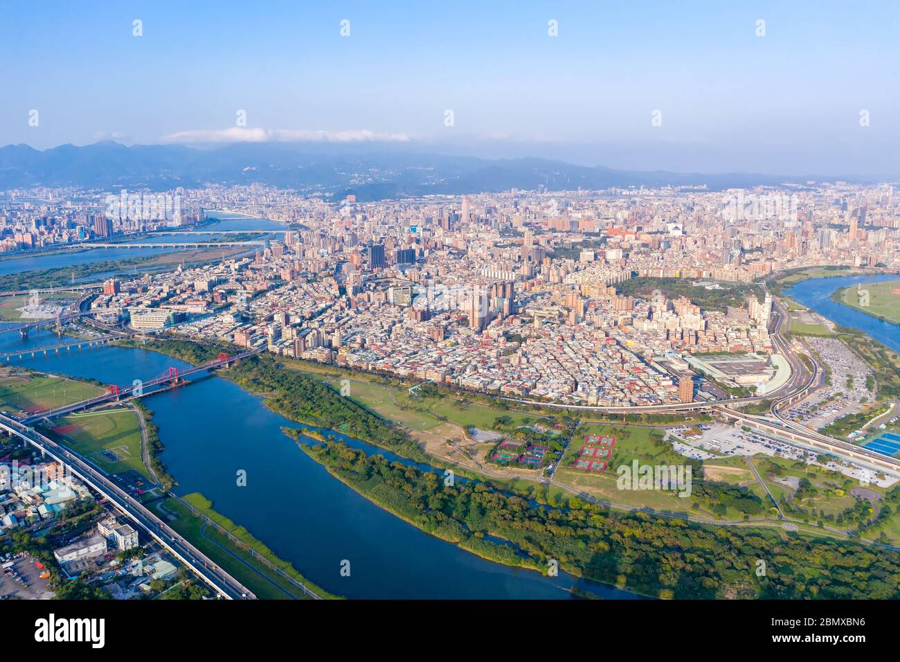 Taipei City Aerial View - Asia business concept image, panoramic modern ...