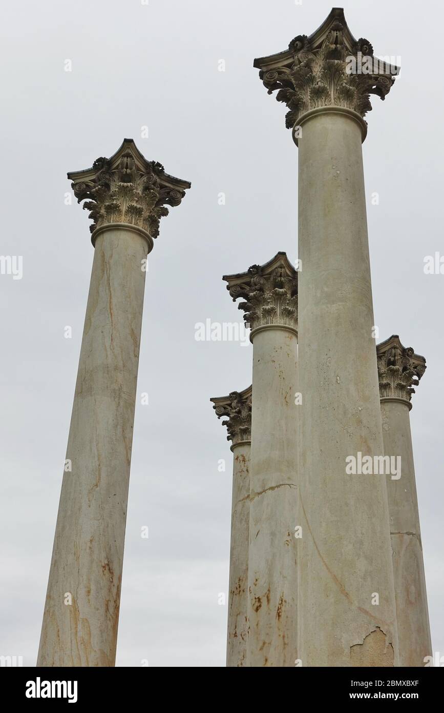 View of the National Capitol Columns monument in the National Arboretum ...