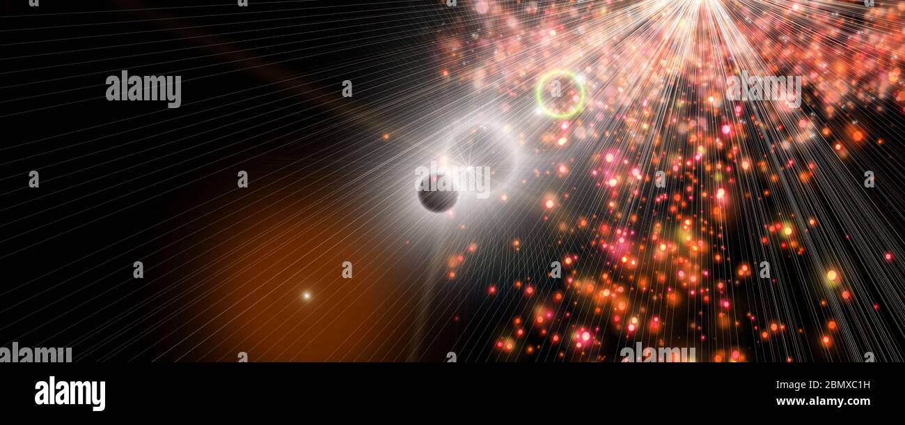 Futuristic particle panorama background design illustration with lights ...