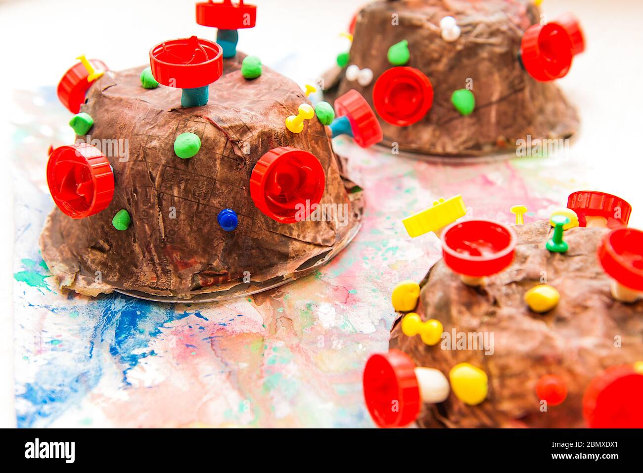 model of coronavirus made by paper mache technique using , newspaper ...