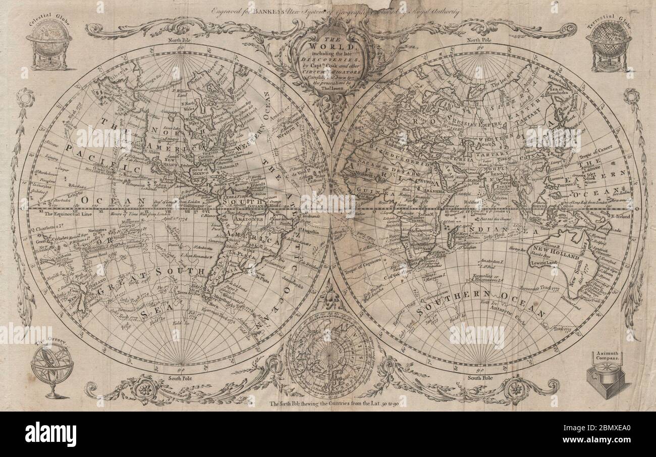 The World including the late discoveries by Captn Cook… by Thomas BOWEN ...