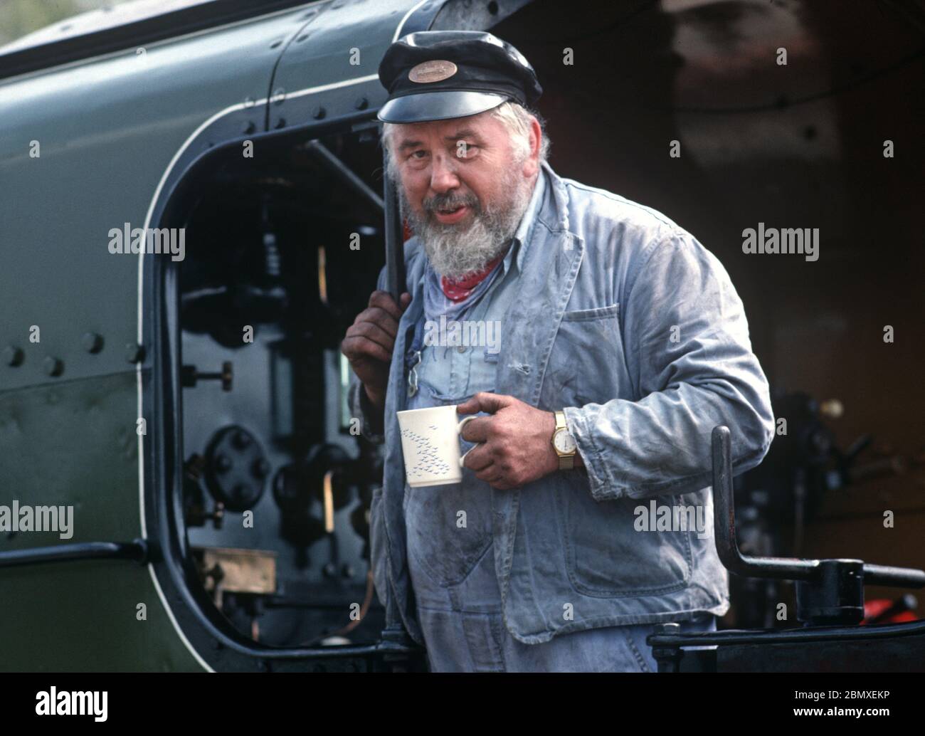 Steam locomotive driver on the Bluebell Heritage Railway, West Sussex ...