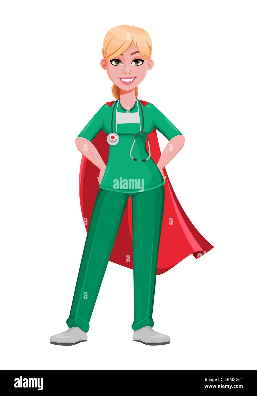 Beautiful woman doctor wearing superhero cloak. Female medical doctor ...