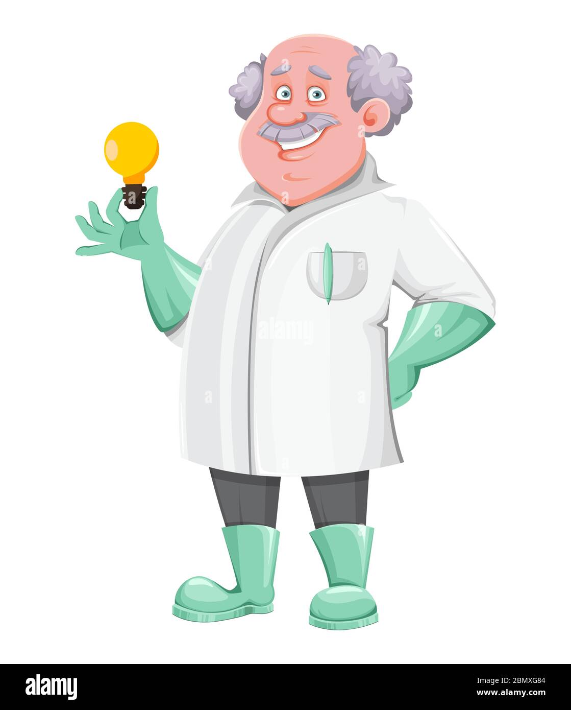 Professor cartoon character having a problem solution. Usable also as ...