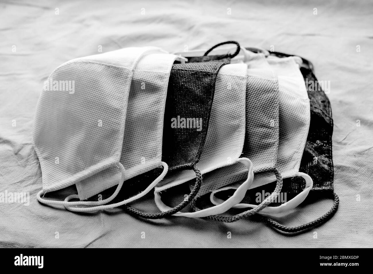 White cloth mask Black and White Stock Photos & Images - Alamy