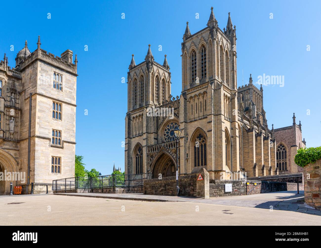 Bristol cathedral and St Augustine's Abbey gatehouse in Bristol UK ...