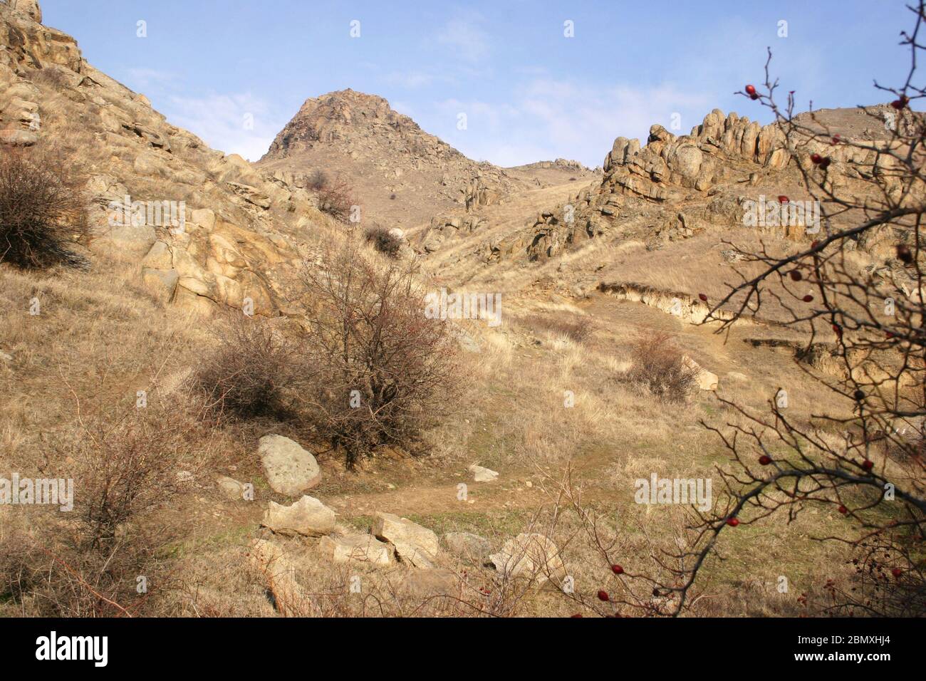 Landscape in the Macin Mountains National Park in Dobrogea, Romania ...