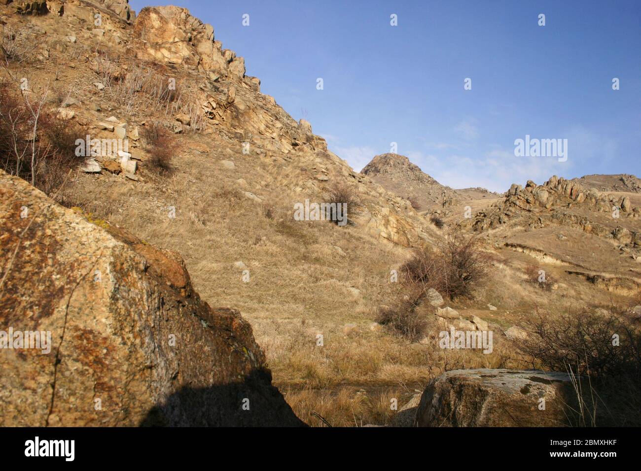 Landscape in the Macin Mountains National Park in Dobrogea, Romania ...