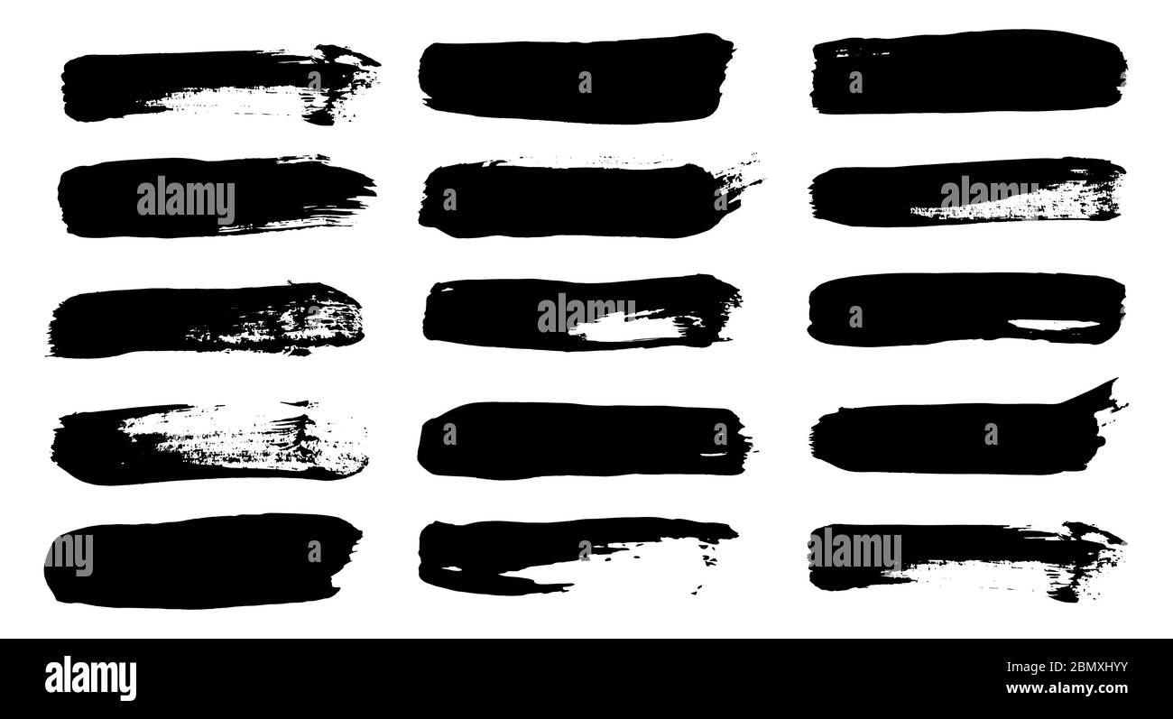 Vector collection of natural brush strokes Black abstract brush Stock ...