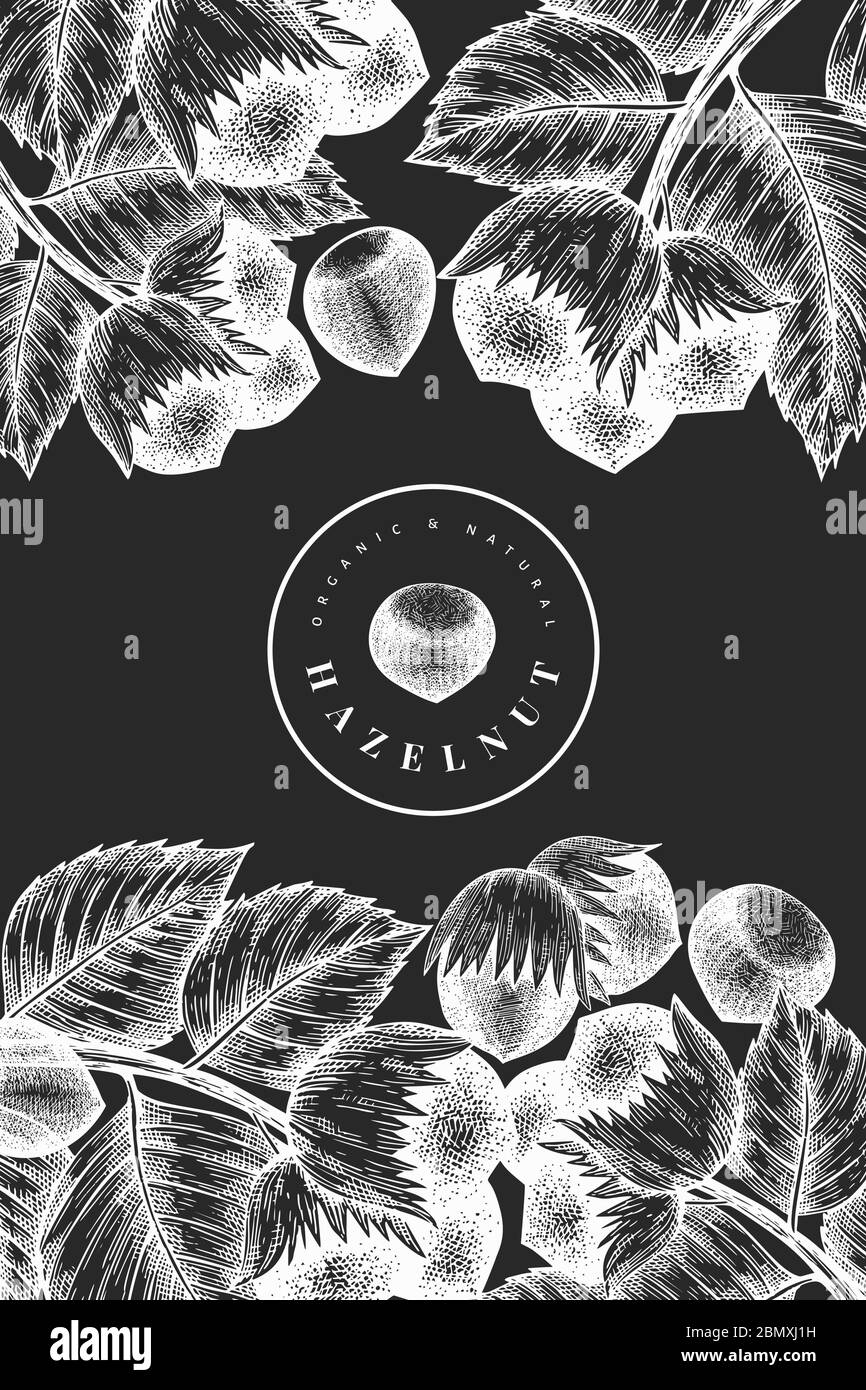 Hand drawn sketch hazelnut design template. Organic food vector ...