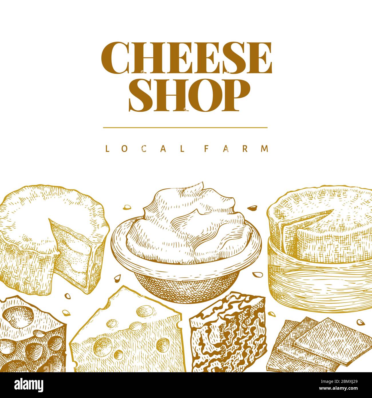 Cheese design template. Hand drawn vector dairy illustration. Engraved ...