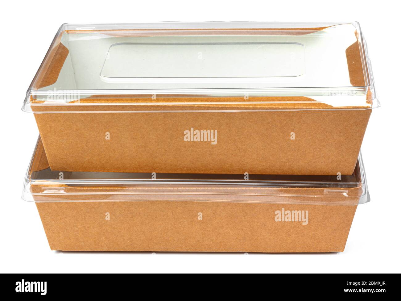 Craft package food box with transparent cover on white background Stock ...