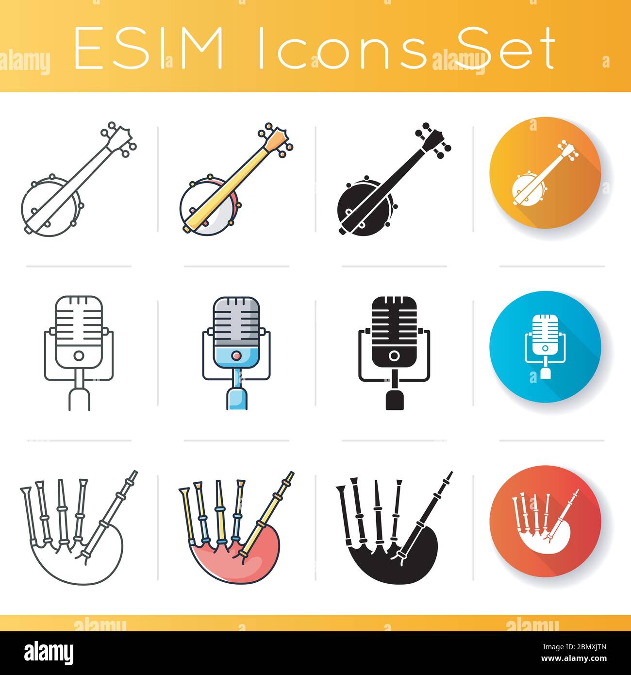 Orchestral musical instruments icons set Stock Vector Image & Art - Alamy