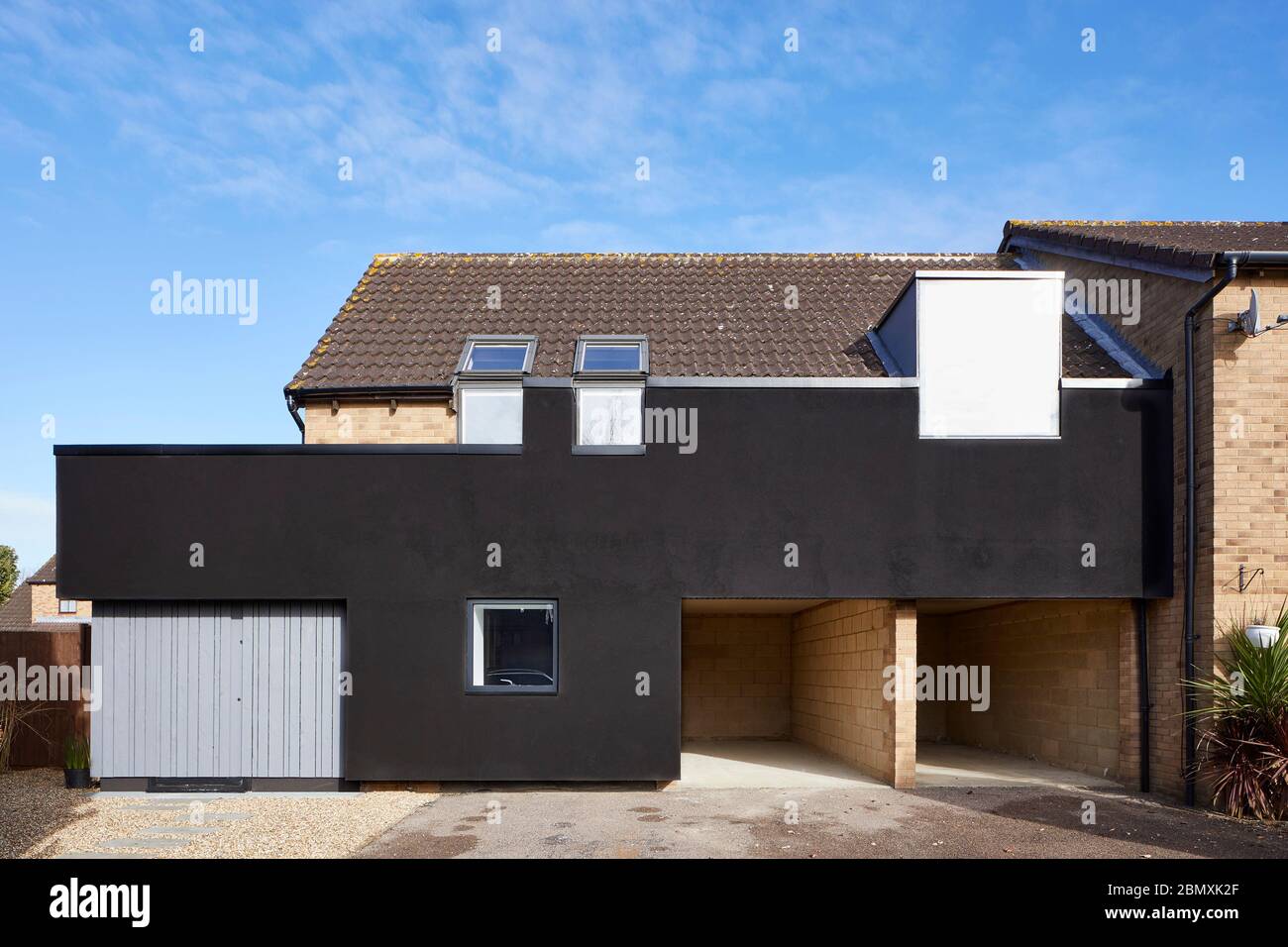 Front Elevation with deep black render. Cut & Wrap House, Hemel ...