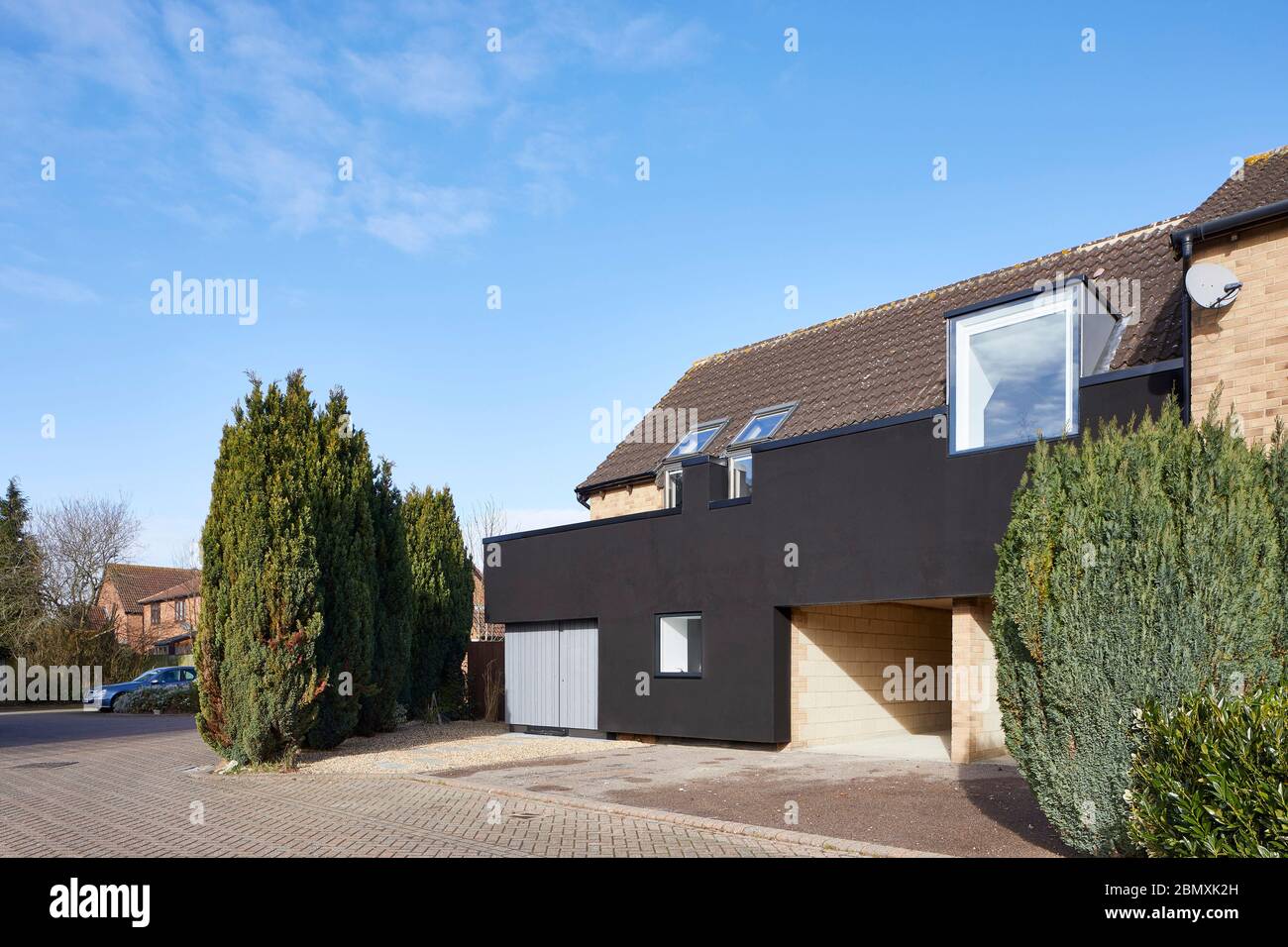 Front Elevation with deep black render. Cut & Wrap House, Hemel ...