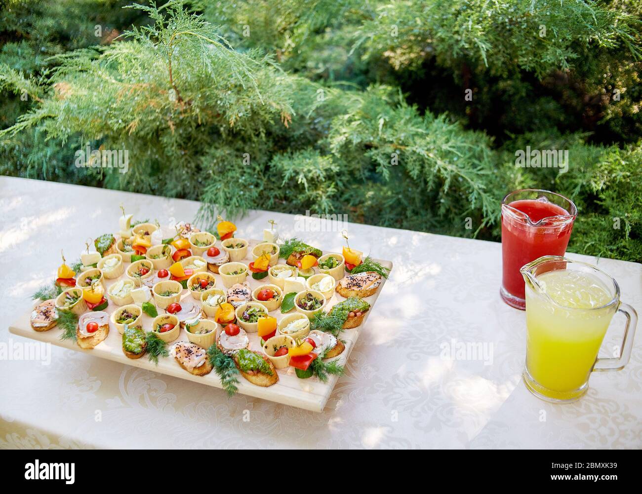 delicious buffet for guests, beautiful sandwiches, juicy meat Stock ...