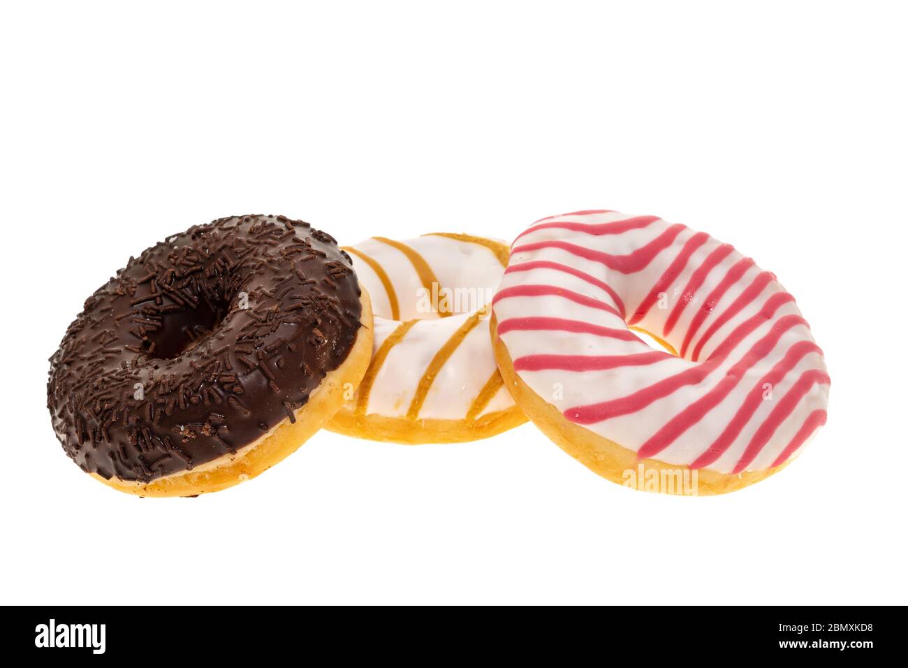 Three donuts - white background Stock Photo - Alamy