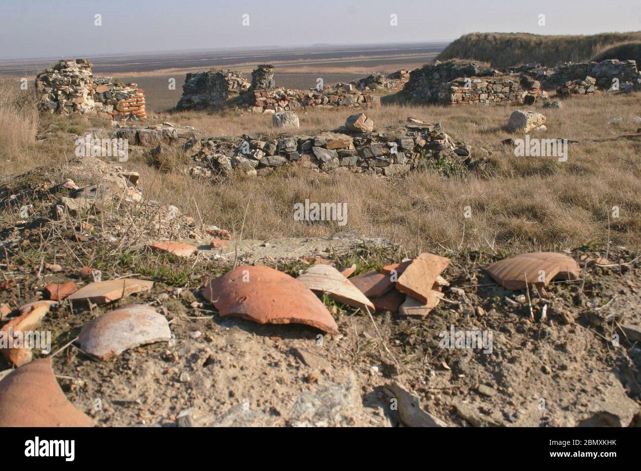Garvan, Romania. Ruins of Dinogetia, an ancient Geto-Dacian settlement ...