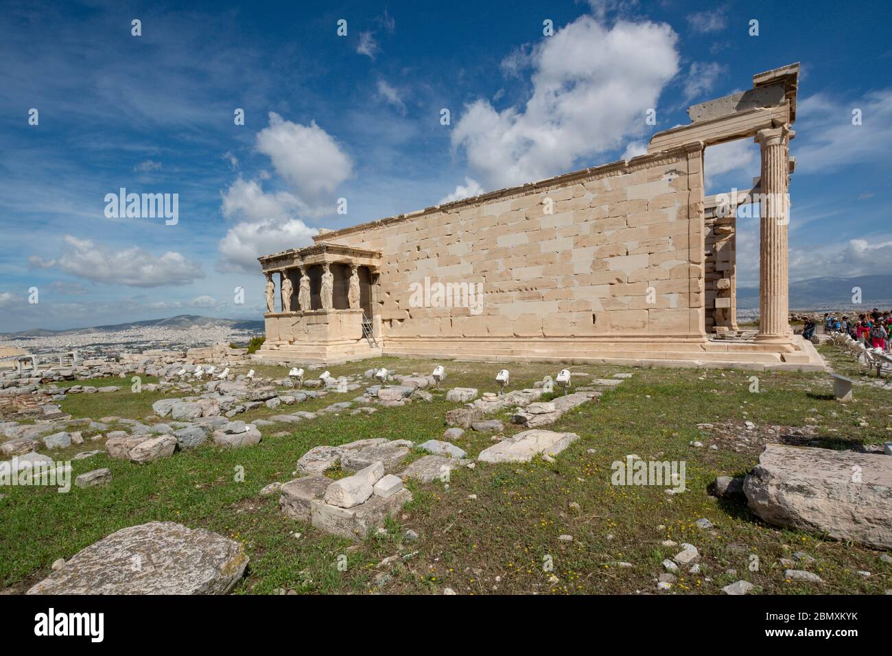 The Erechtheion on the north side of the Acropolis of Athens in Greece ...