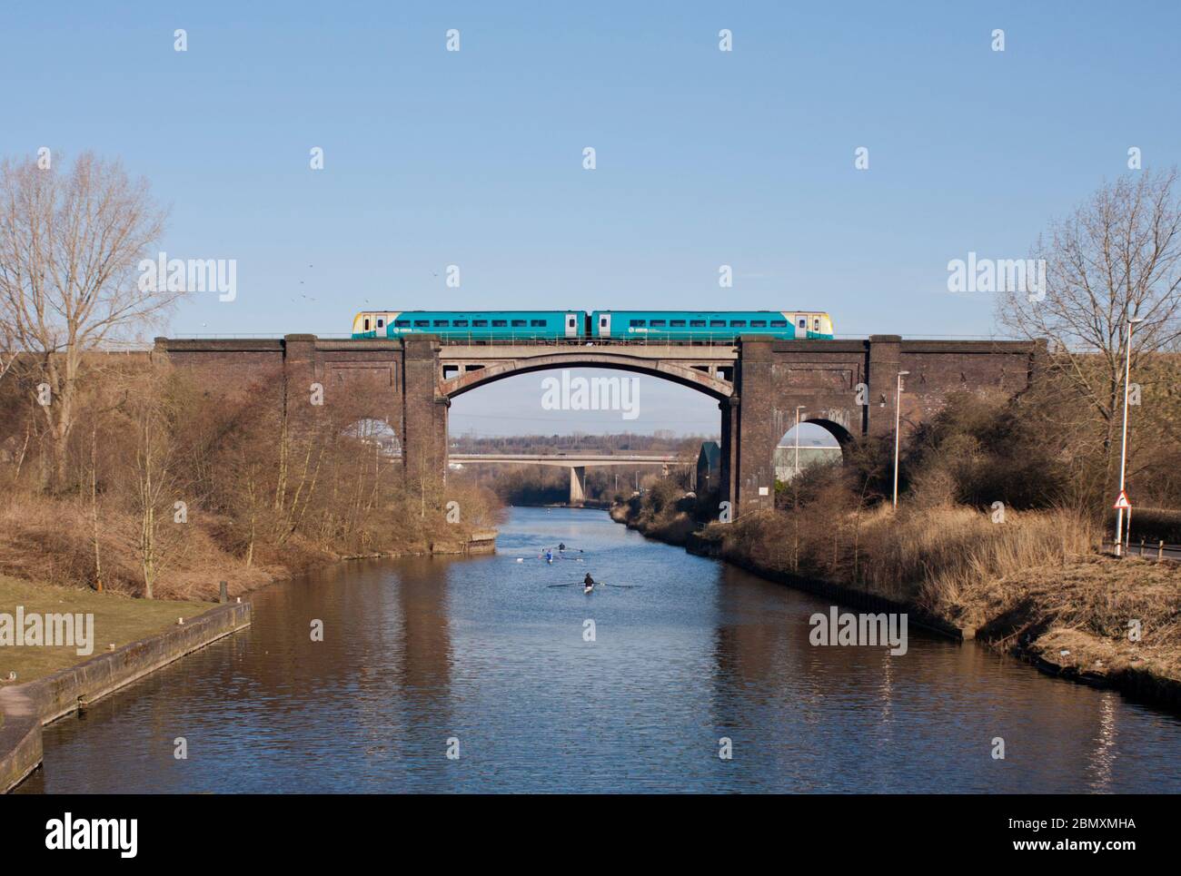 Arriva trains Wales Alstom class 175 Coradia train crossing the weaver ...