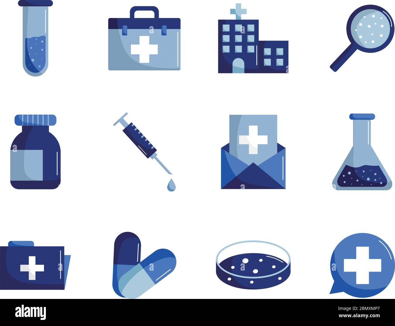 Medical and science flat style icon set vector design Stock Vector ...