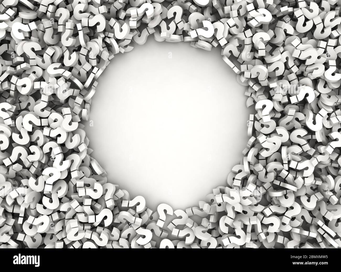 Question marks background with blank text area. 3D illustration Stock ...