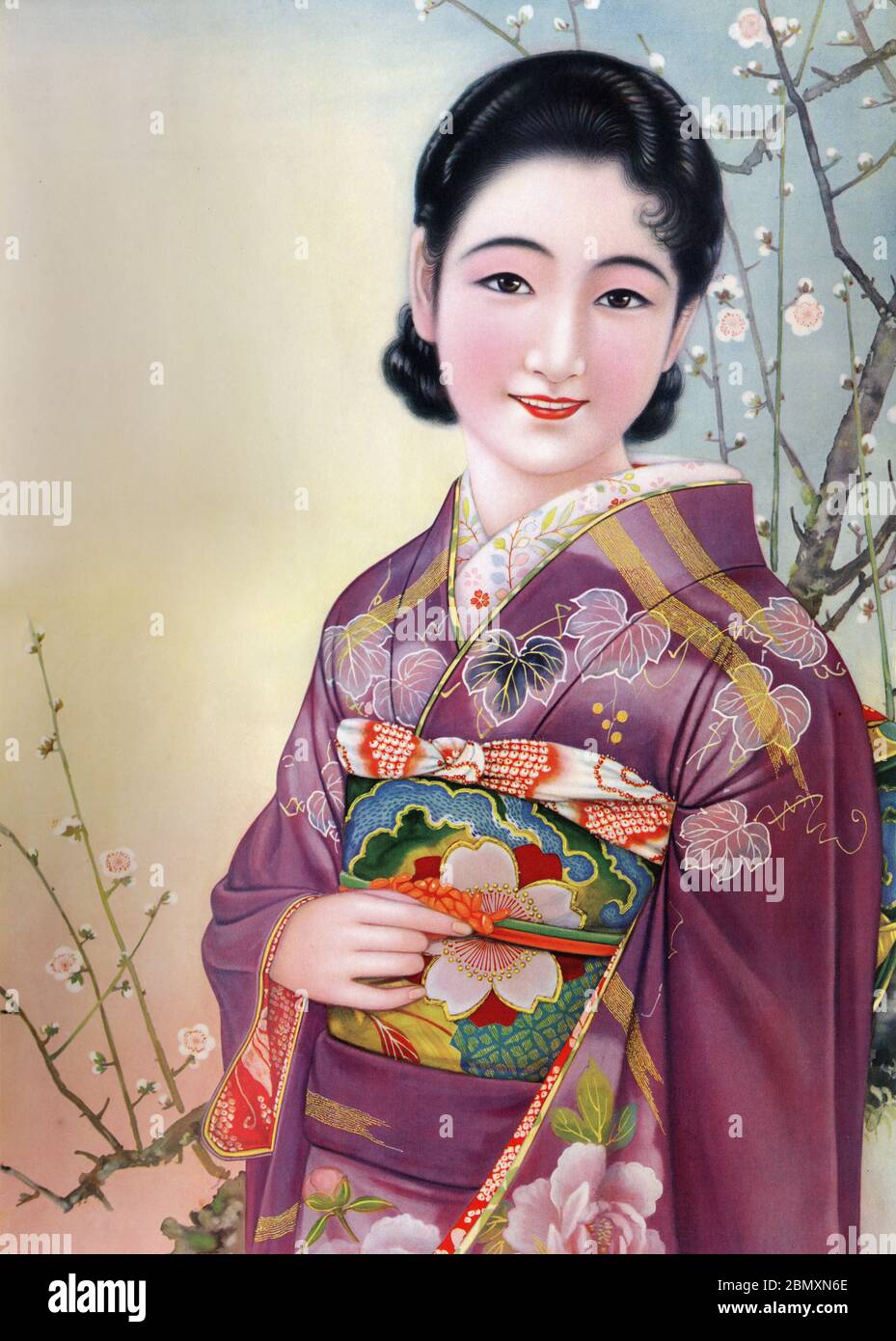 [ 1920s Japan - Illustration of Japanese Woman in Kimono ] — Beautiful ...