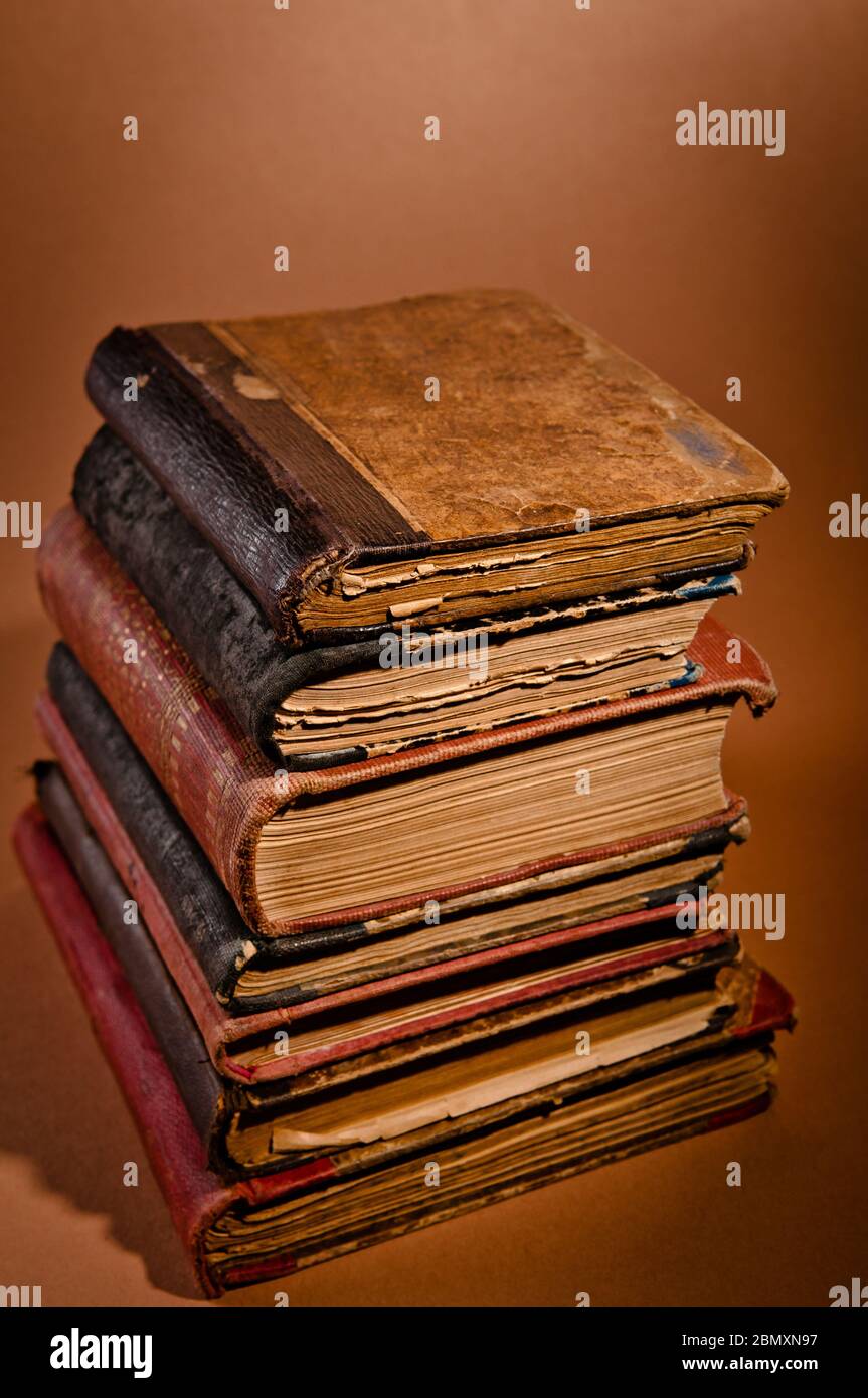 old antique books from scuffs and scratches Stock Photo - Alamy