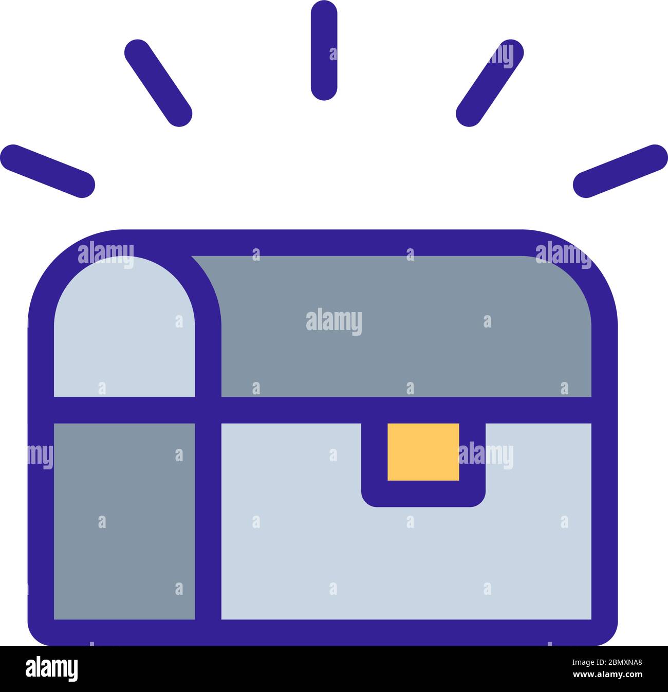 open stuffed chest with gold icon vector outline illustration Stock ...