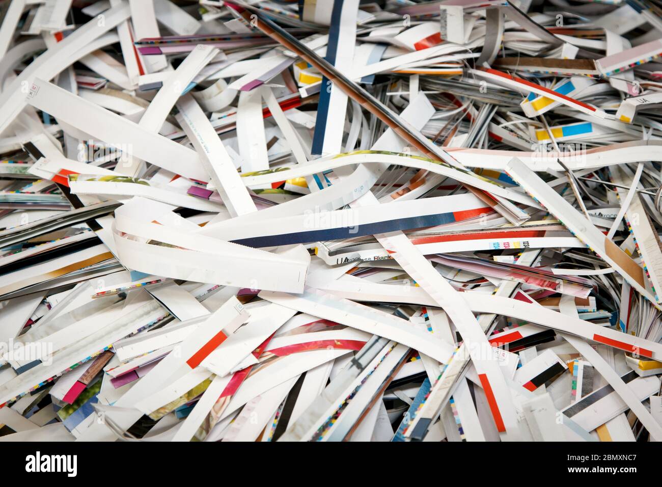 A closely-photographed pile of cut strips of polygraph paper Stock ...